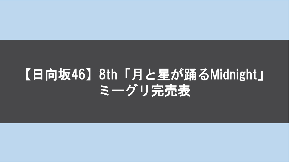 【日向坂46】8th「月と星が踊るMidnight」ミーグリ完売表 | まいにち日向坂